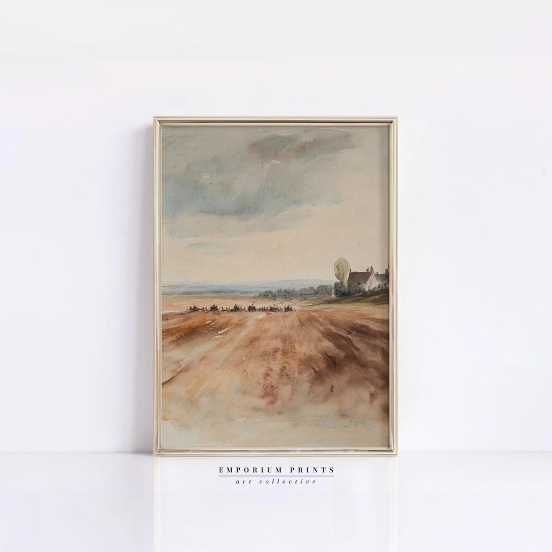 Vintage Countryside Landscape Print | Pastoral Field Wall Art ...