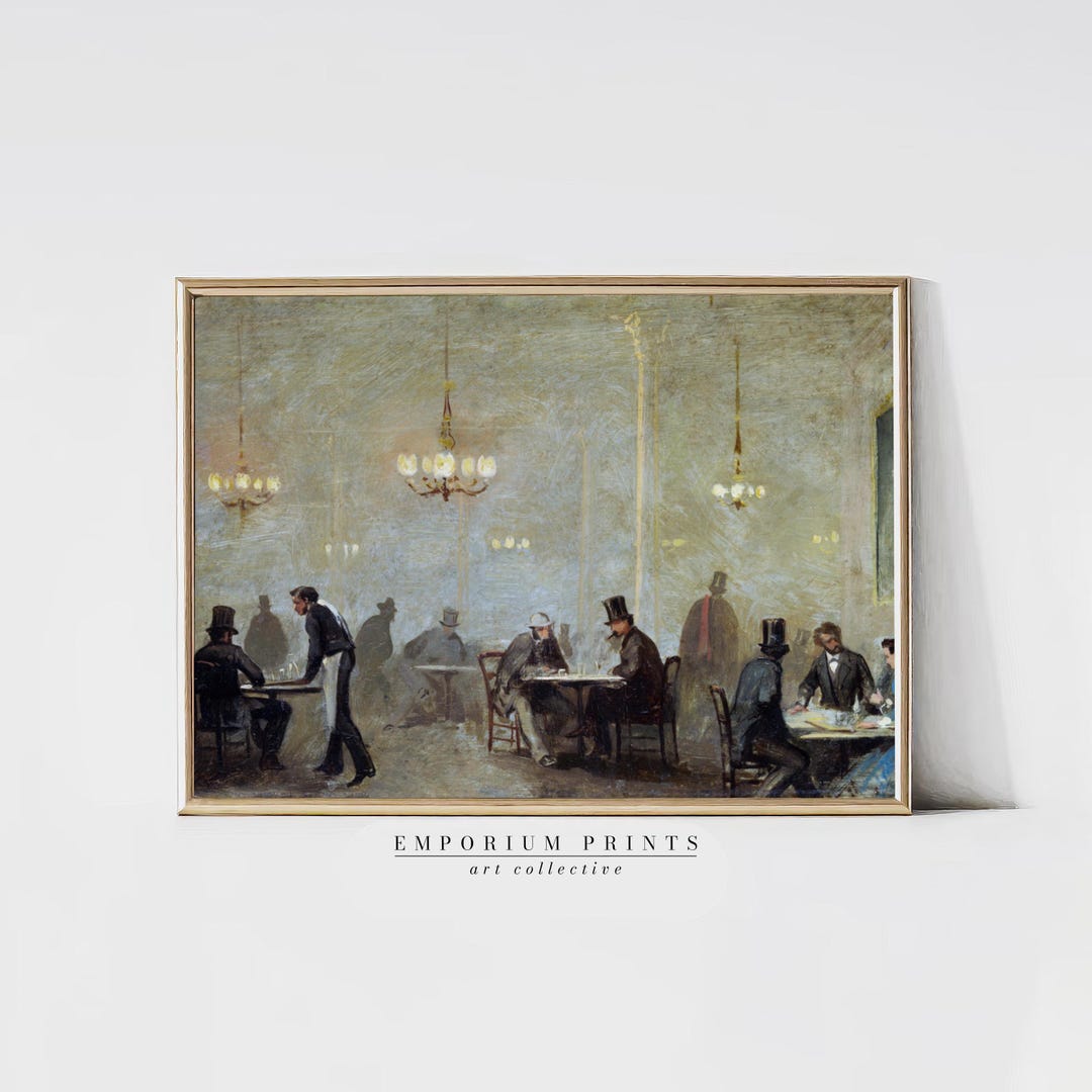 Victorian Cafe Scene Painting | PRINTABLE Vintage Interior Art With ...