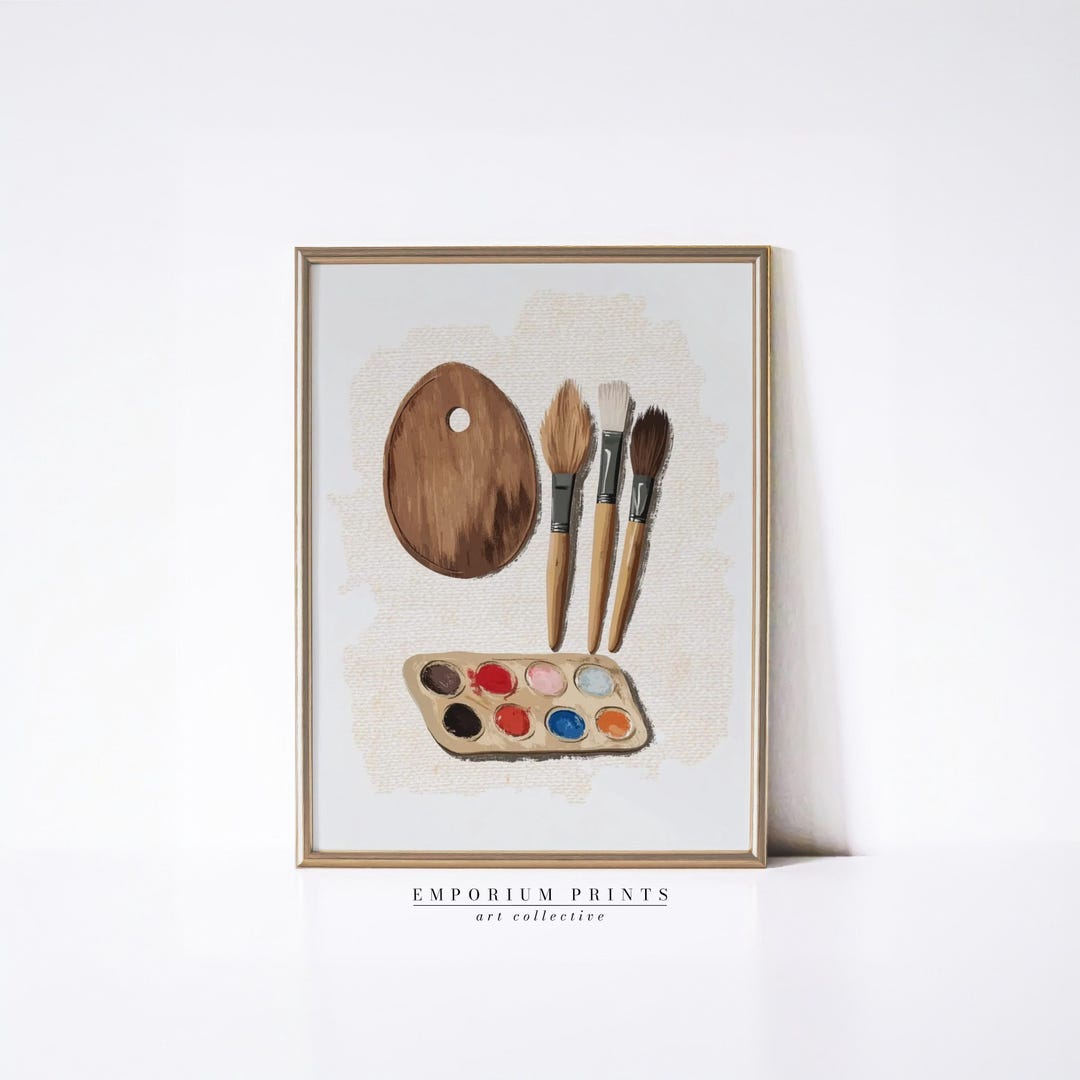 Artist Palette Brushes, PRINTABLE Art Student Dorm Studio Decor ...