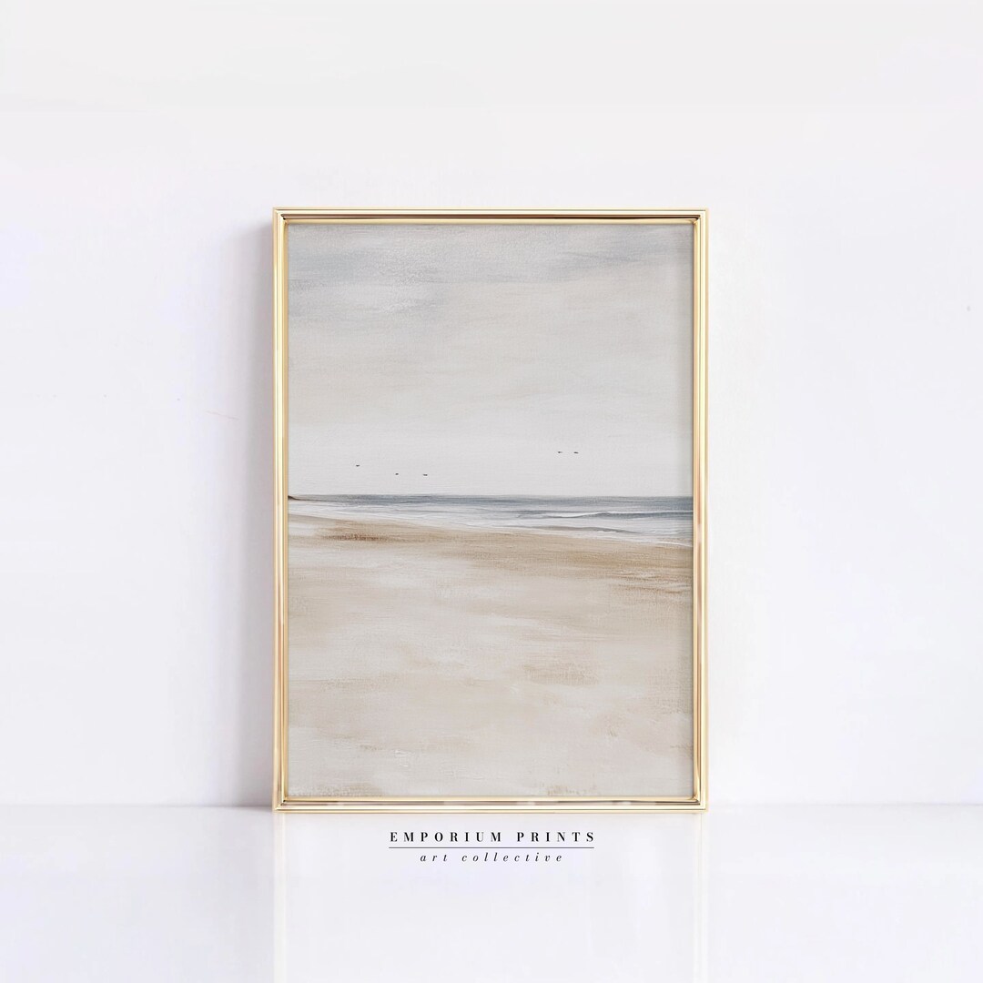 Minimalist Coastal Beach Digital Print | Neutral Beige and White Wall ...