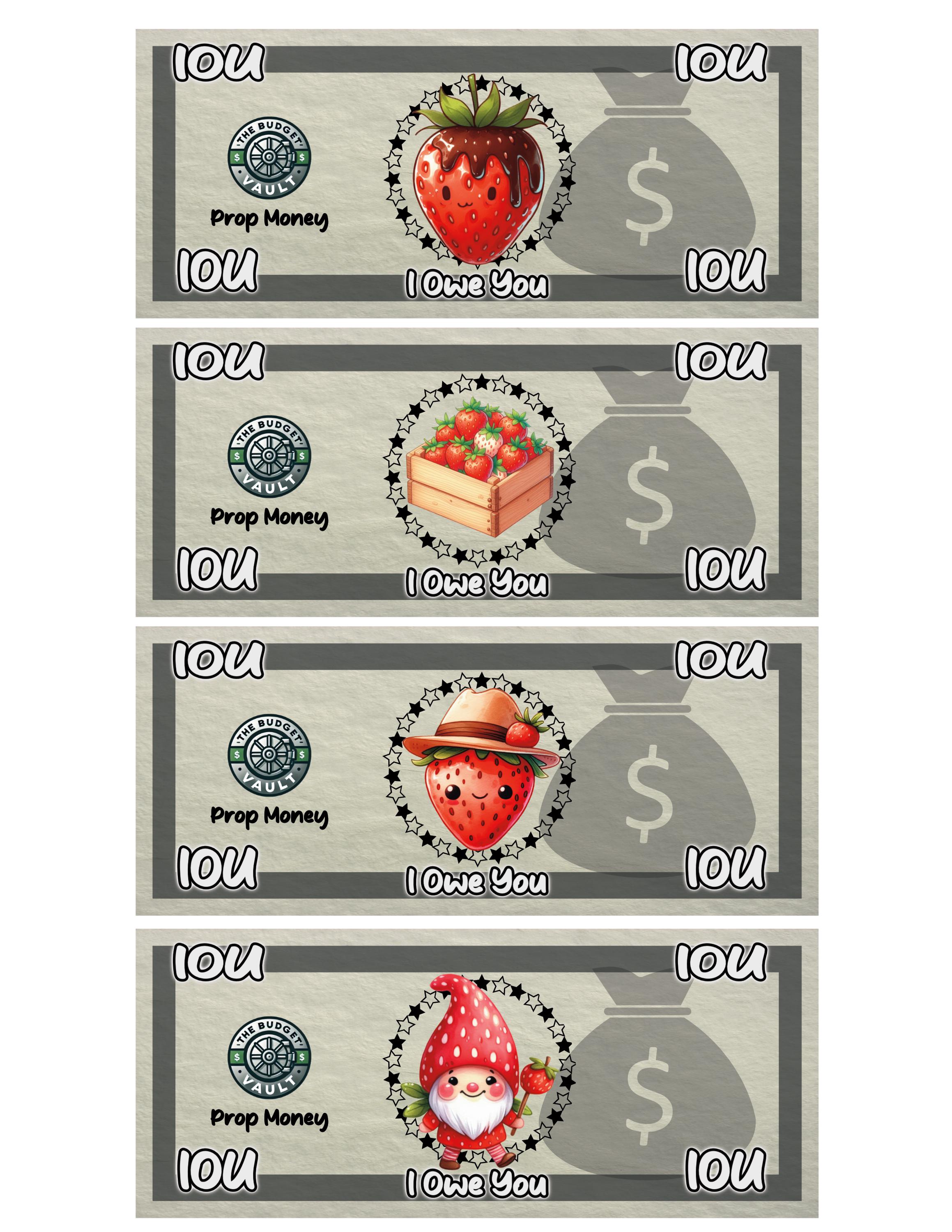 Strawberry Prop Money Cash Stuffing Play Money Placeholder Cash 0.25, 0 ...