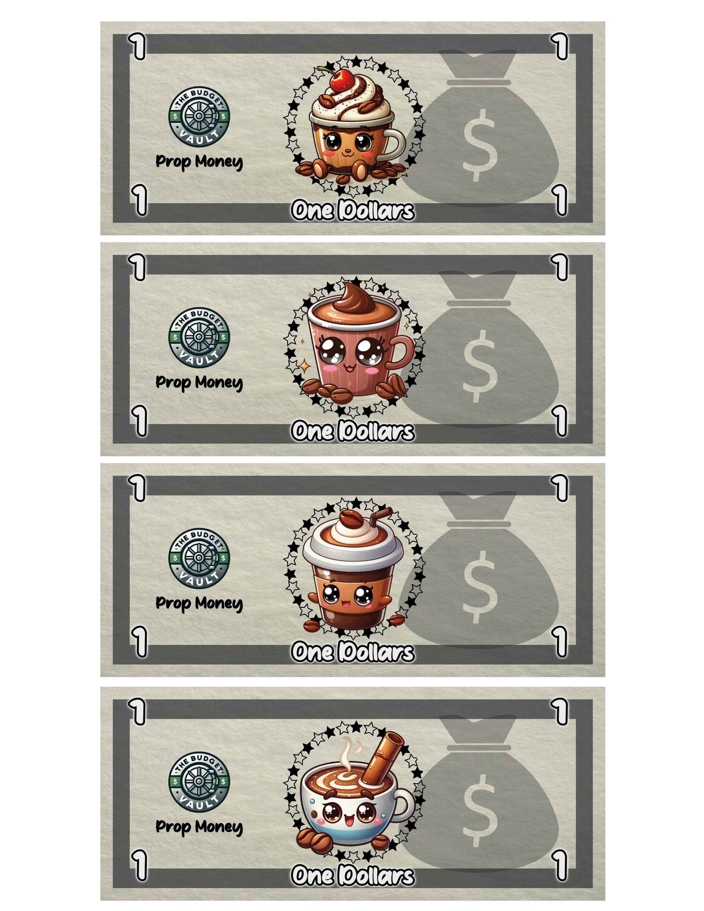 Cute Coffee Prop Money | Cash Stuffing Play Money Placeholder Cash | 0. ...