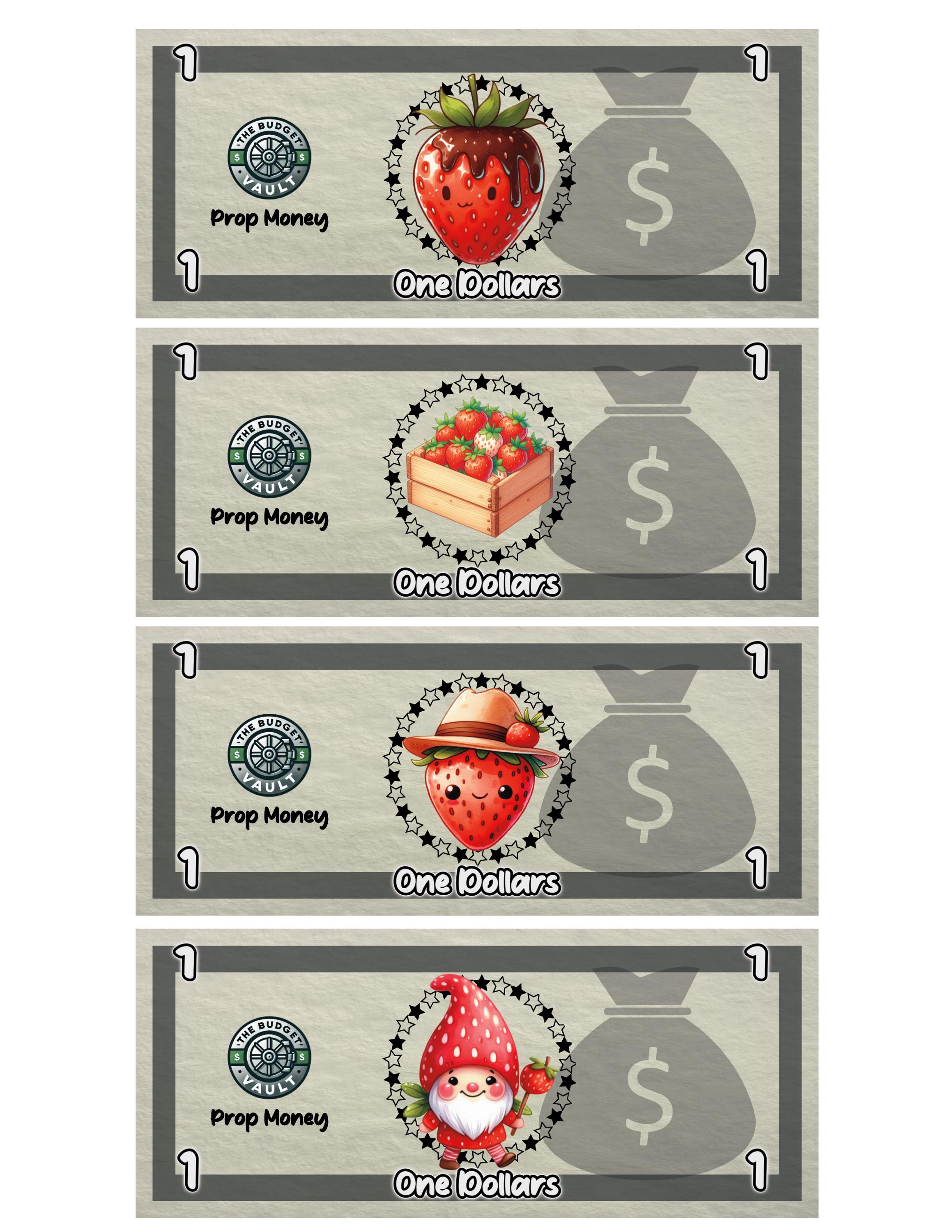 Strawberry Prop Money Cash Stuffing Play Money Placeholder Cash 0.25, 0 ...