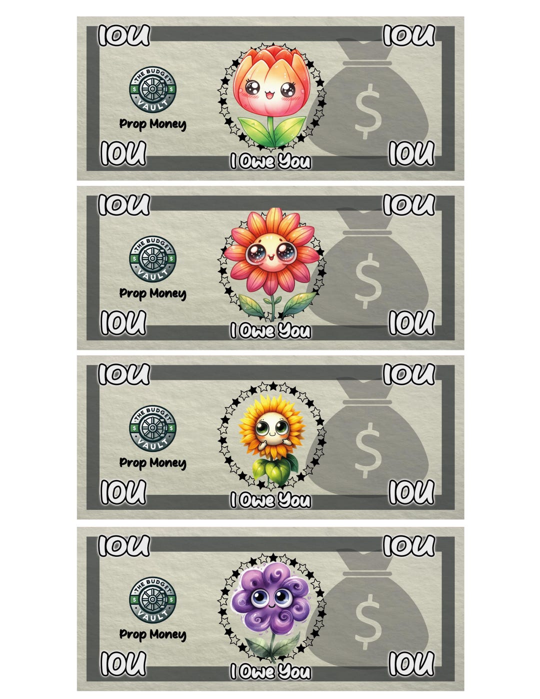 Kawaii Flowers Prop Money Cash Stuffing Play Money Placeholder Cash | 0 ...