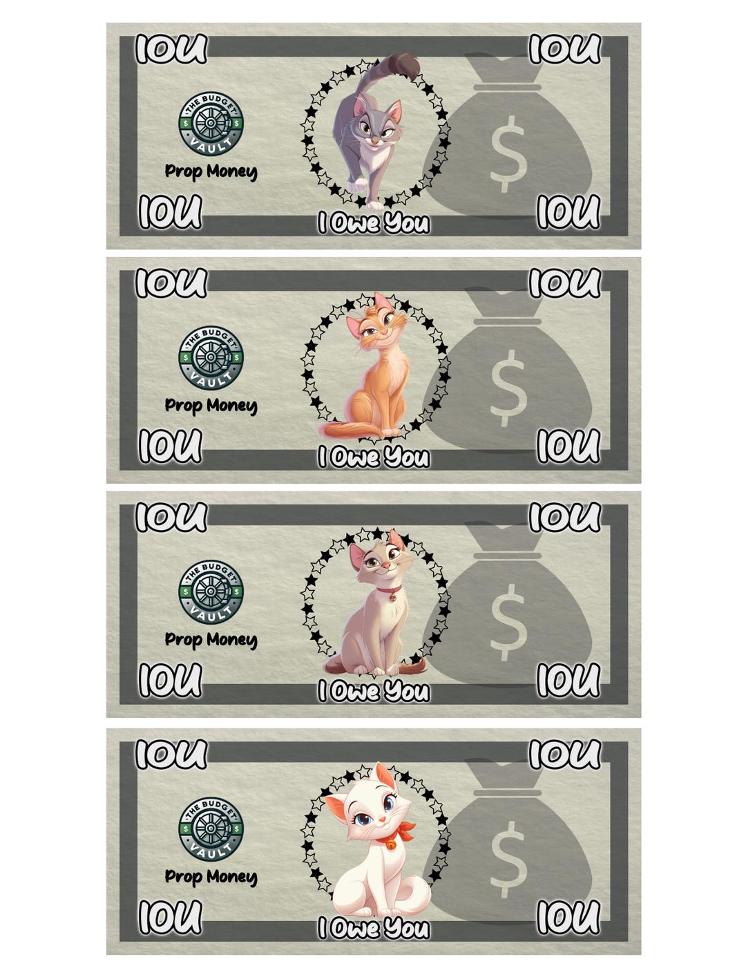 Cute Cats Prop Money Cash Stuffing Play Money Placeholder Cash | 0.25 ...