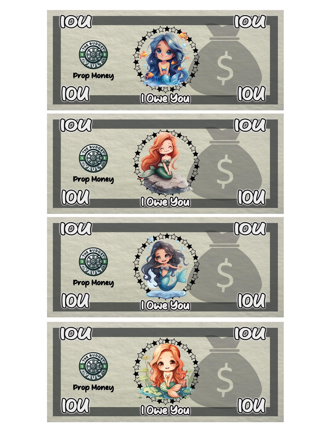 Cute Mermaid Prop Money Cash Stuffing Play Money Placeholder Cash | 0. ...