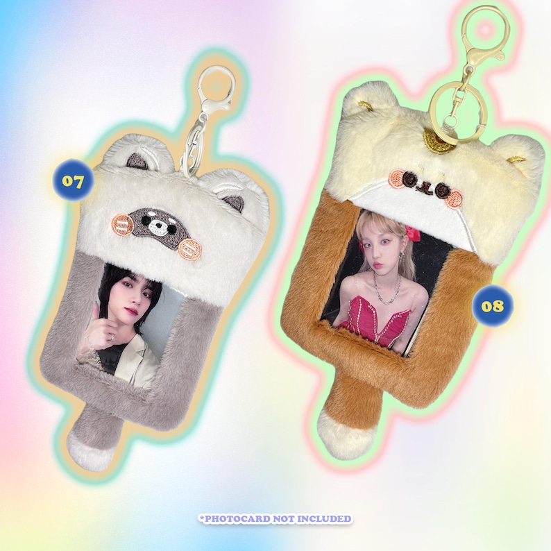 Plush Animal Photocard Holder Keychain: Kpop Idol Card Display - Etsy