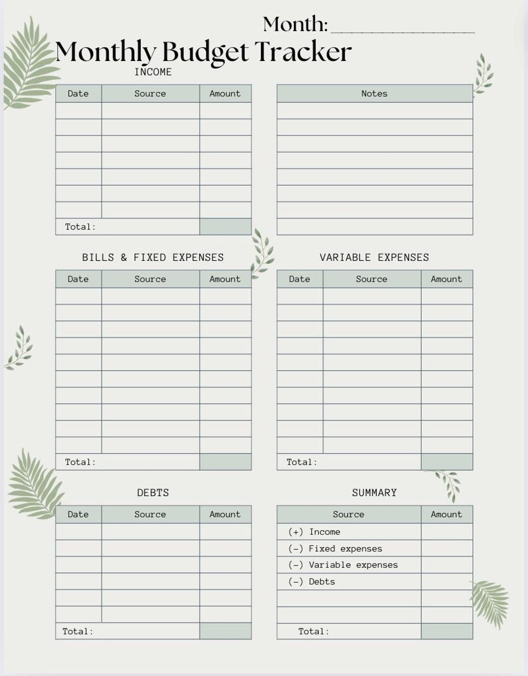 Monthly Budget Tracker - Etsy