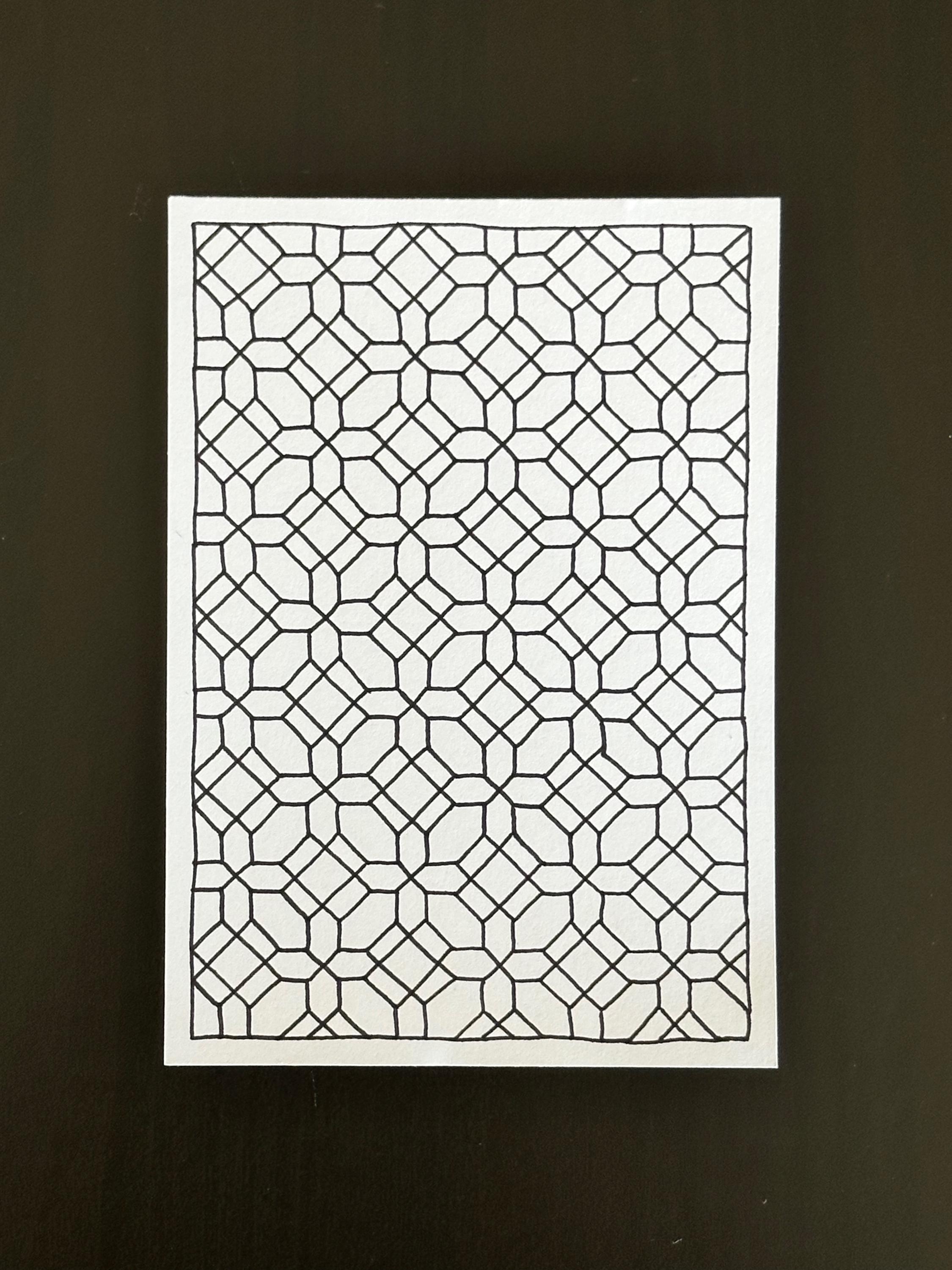 Hand Drawn Black and White Flower Pattern Card. DIN A6 Size Greeting ...