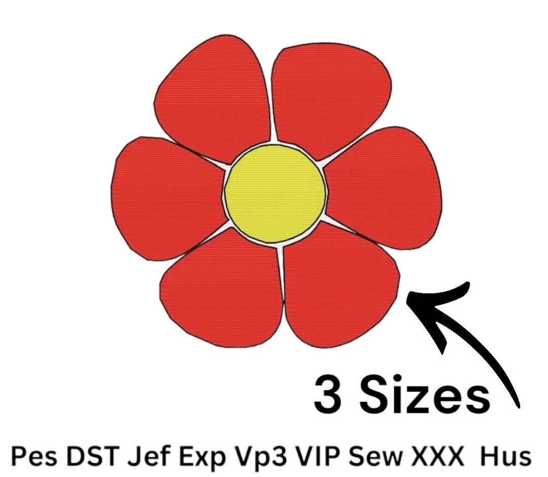 Flower Embroidery Design Flower Outline and Fill Embroidery File 4x4 ...