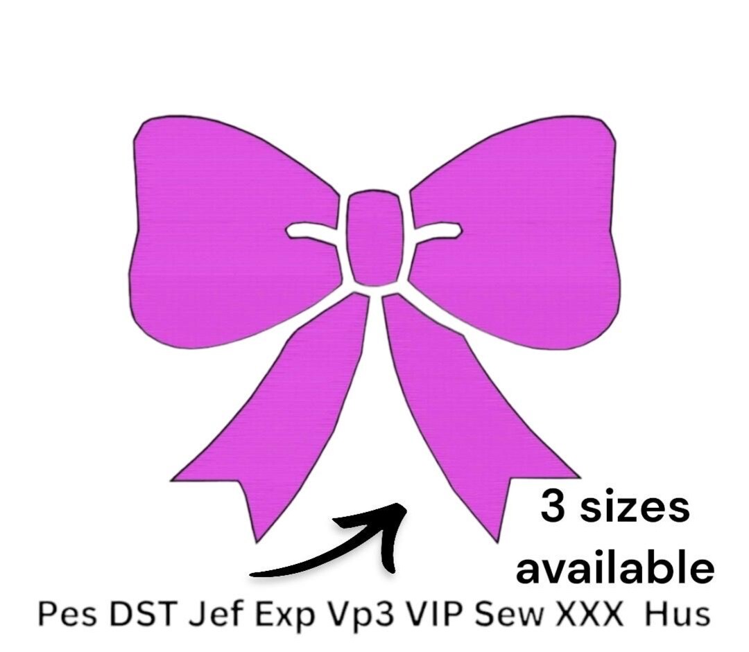 Bow Embroidery Design Bow Embroidery File Bow Outline and Fill ...
