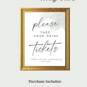 Drink Ticket Sign, Editable Template, Palms - Etsy