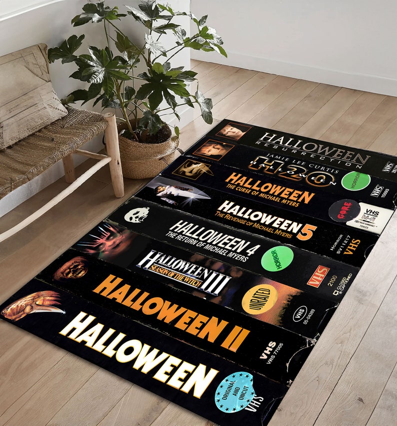 VHS Horror Movie Rug: Retro TV Room Decor, Customizable Polyester - Etsy