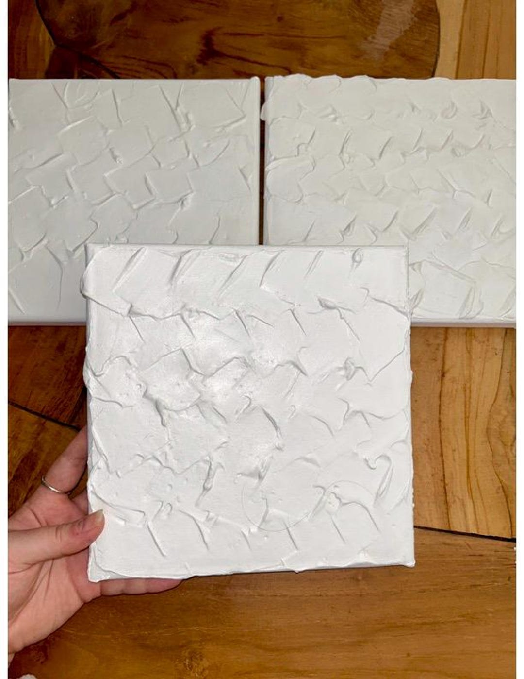 White Textured Plaster Wall Art Set - Etsy