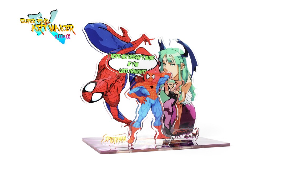 Marvel Vs Capcom - Spider-man & Morrigan Acrylic Standee Pixel Art - Etsy