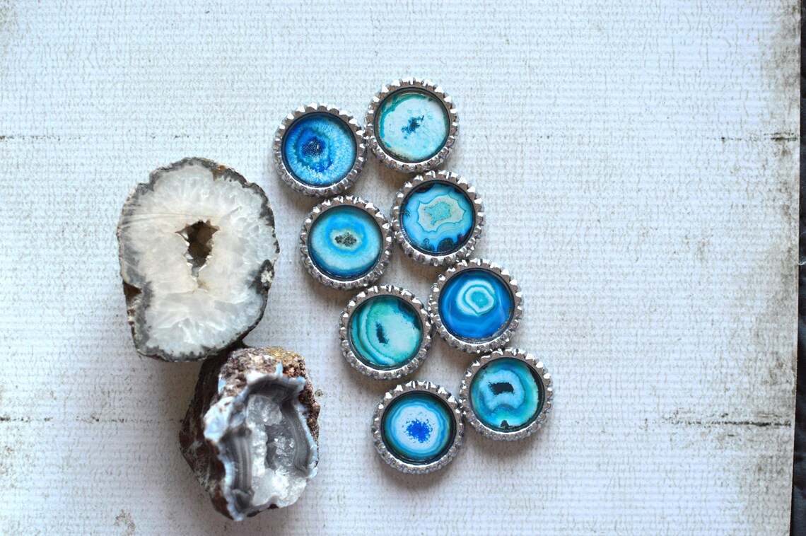 Agate Geode Rock Bottlecap Magnets You Choose Your Color | Etsy