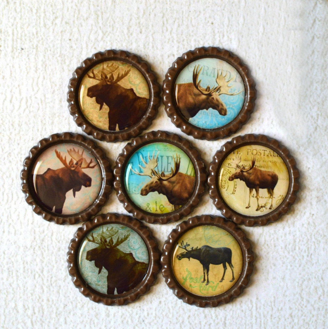 Moose Bottlecap Magnets- Rustic Home Decor- Lake House, Cabin, Log ...