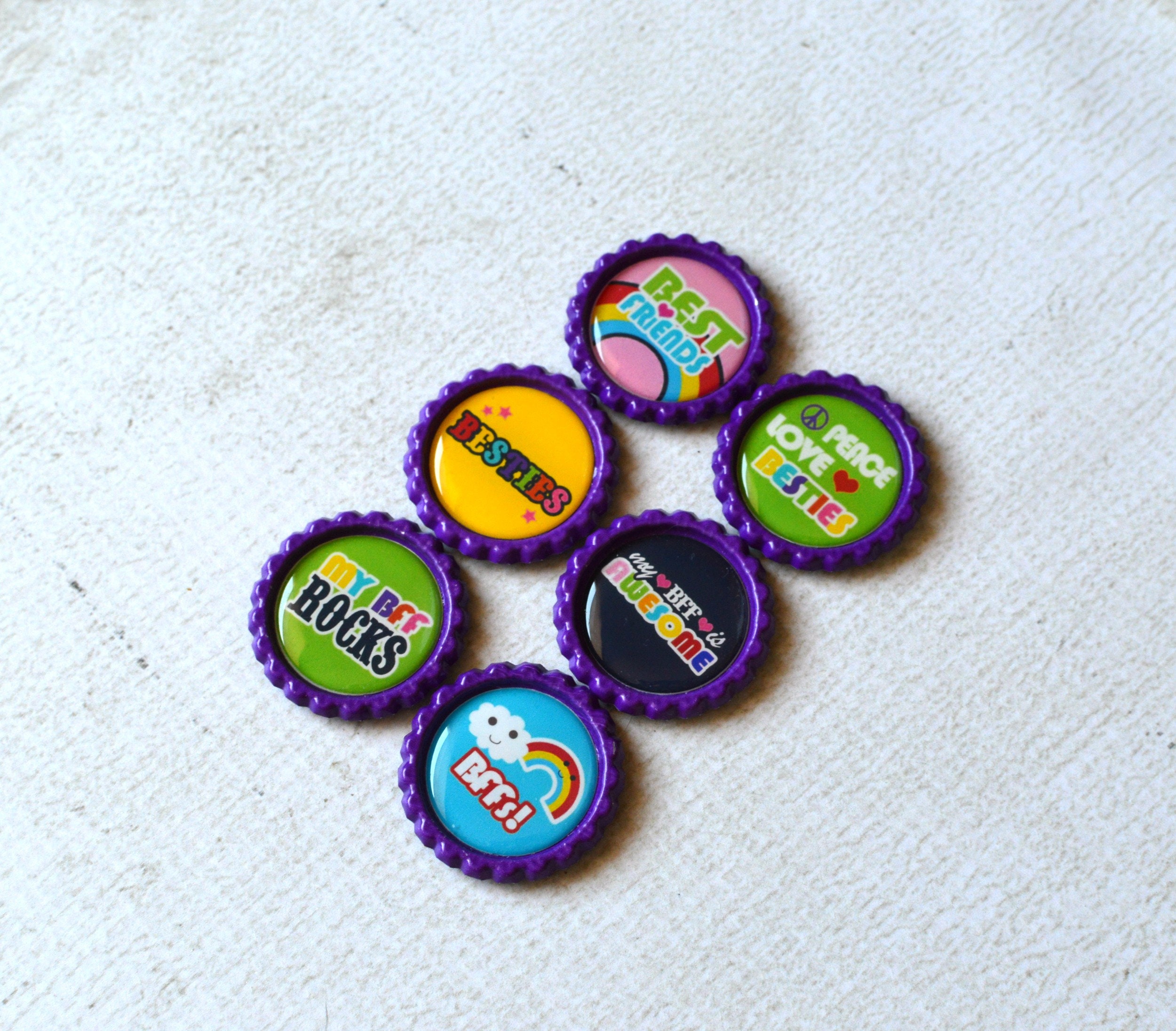 Best Friend Magnets- BFF Bottlecap Magnets- Kawaii Friendship Magnets ...