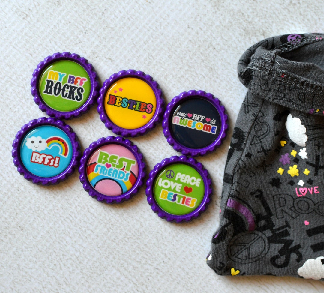 Best Friend Magnets- BFF Bottlecap Magnets- Kawaii Friendship Magnets ...