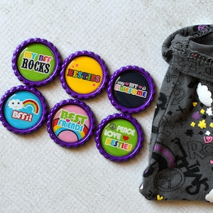Best Friend Magnets- BFF Bottlecap Magnets- Kawaii Friendship Magnets ...