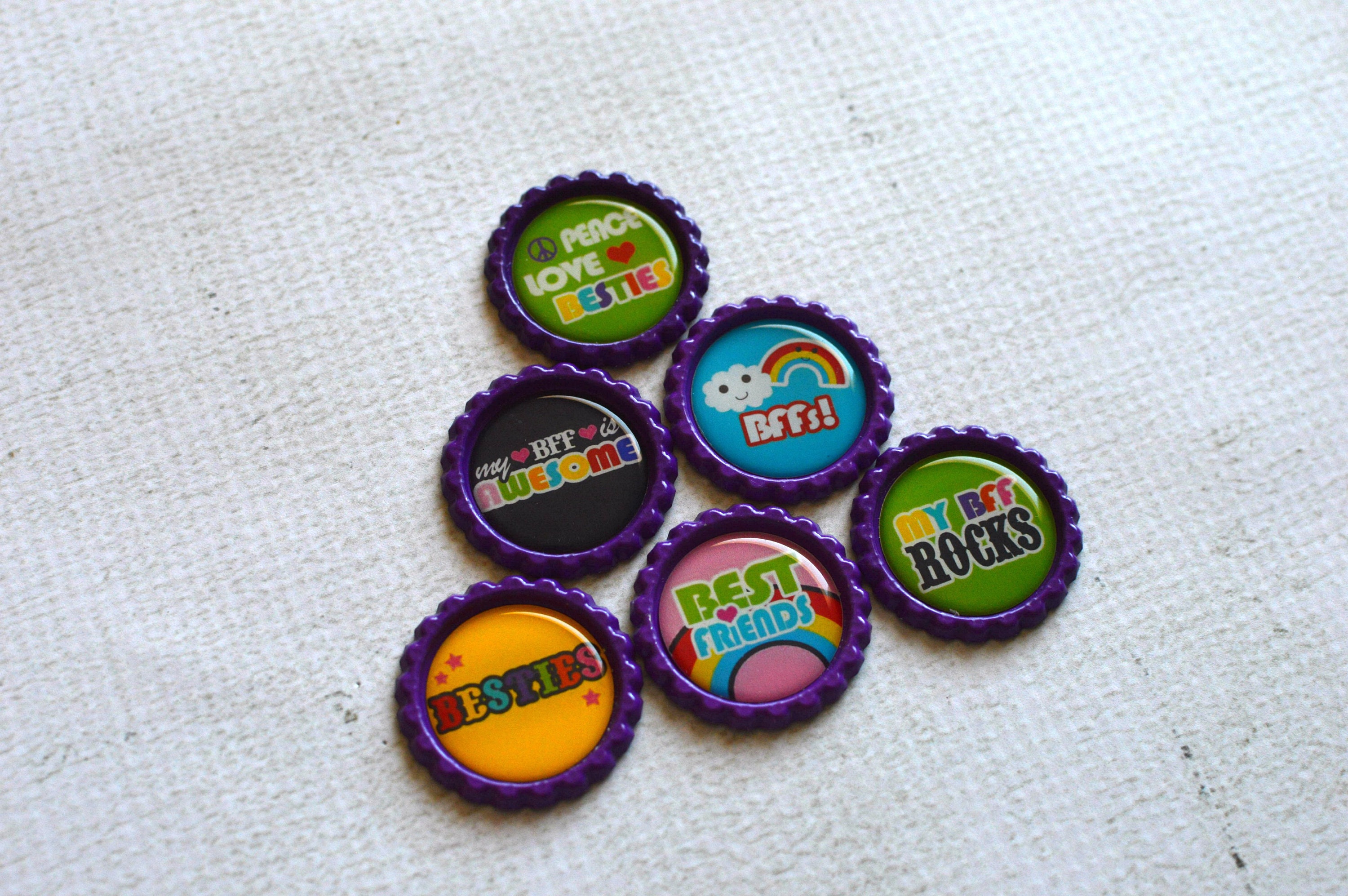 Best Friend Magnets- BFF Bottlecap Magnets- Kawaii Friendship Magnets ...