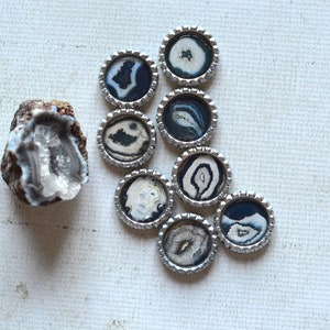 Agate, Geode Rock Bottlecap Magnets- Black and White Decor- Agate ...