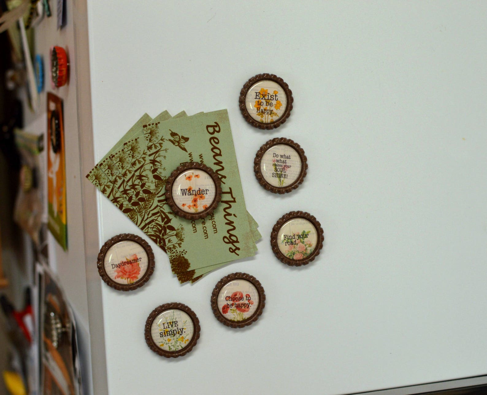 Boho Floral Magnets- Inspirational Words Bottlecap Magnets- Boho ...