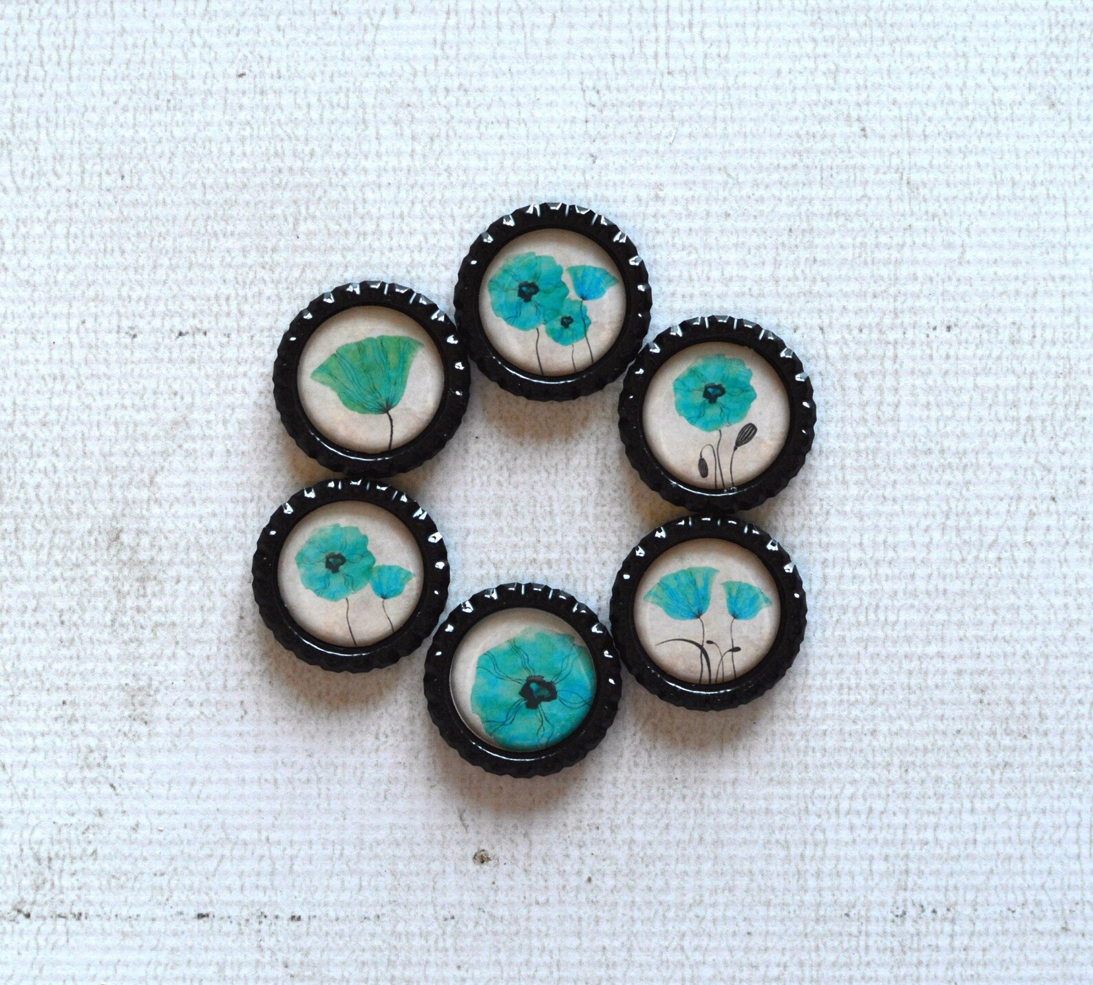 Poppy Bottlecap Magnets You Choose Red or Teal Poppy Magnets - Etsy