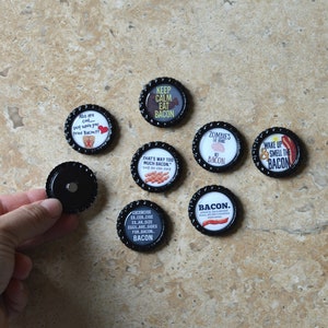 Bacon Bottlecap Magnets- Funny Gift for Him- Bacon Gift- Fridge Magnets ...