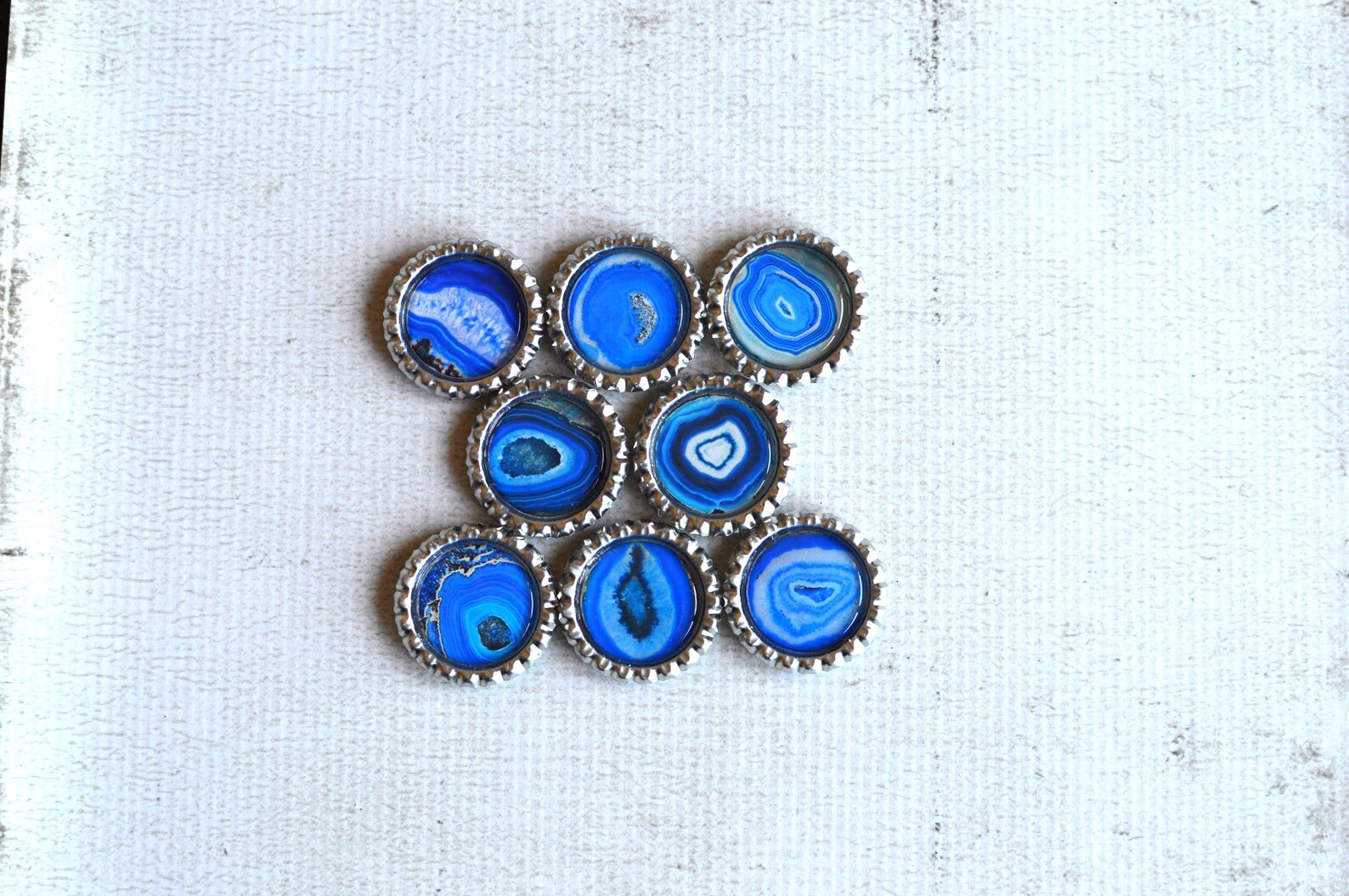 Blue Geode Agate Rock Bottlecap Magnets- Science Gift- Agate Slice ...
