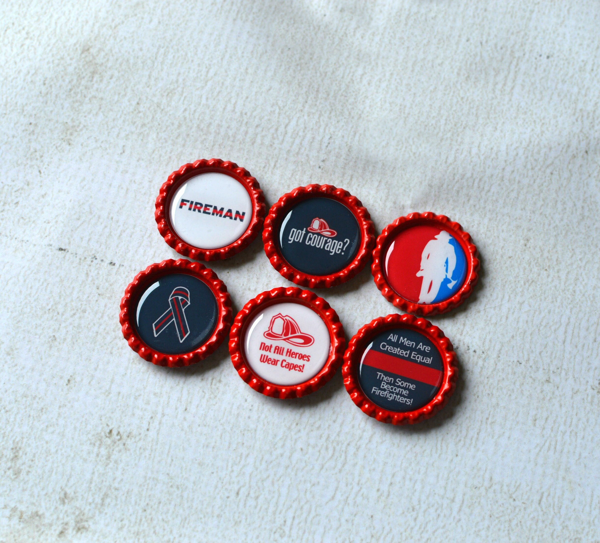 Fireman Bottlecap Magnets Firefighter Gift Fireman Support | Etsy