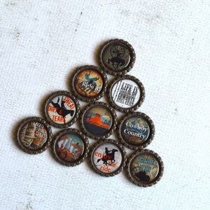 Cowboy Bottlecap Magnets- Western Cowboy Decor- Refrigerator Magnets ...