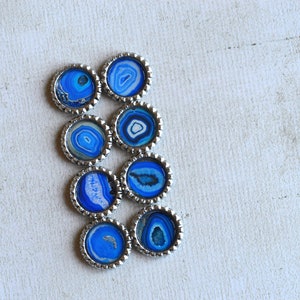 Blue Geode Agate Rock Bottlecap Magnets- Science Gift- Agate Slice ...