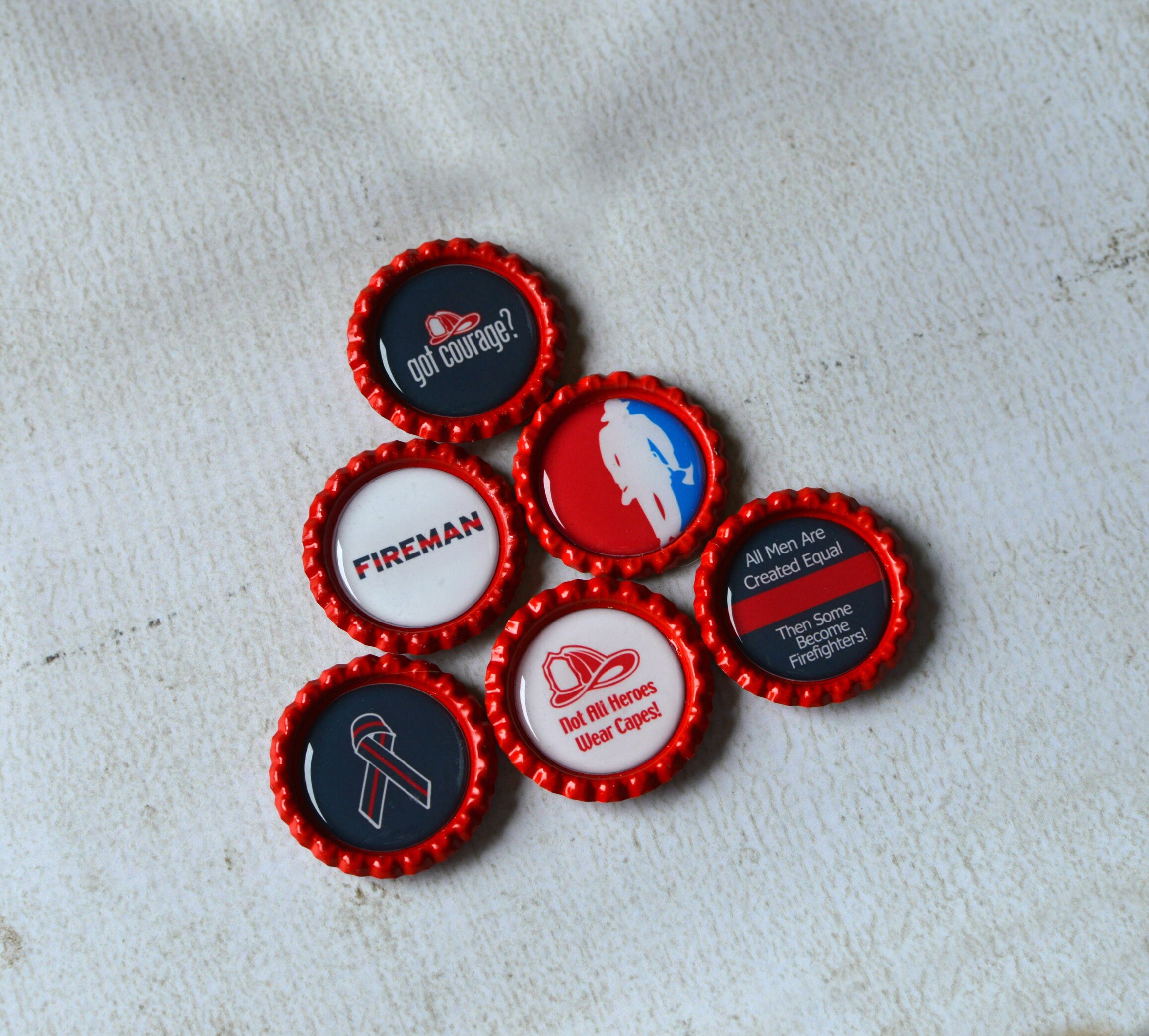 Fireman Bottlecap Magnets Firefighter Gift Fireman Support | Etsy