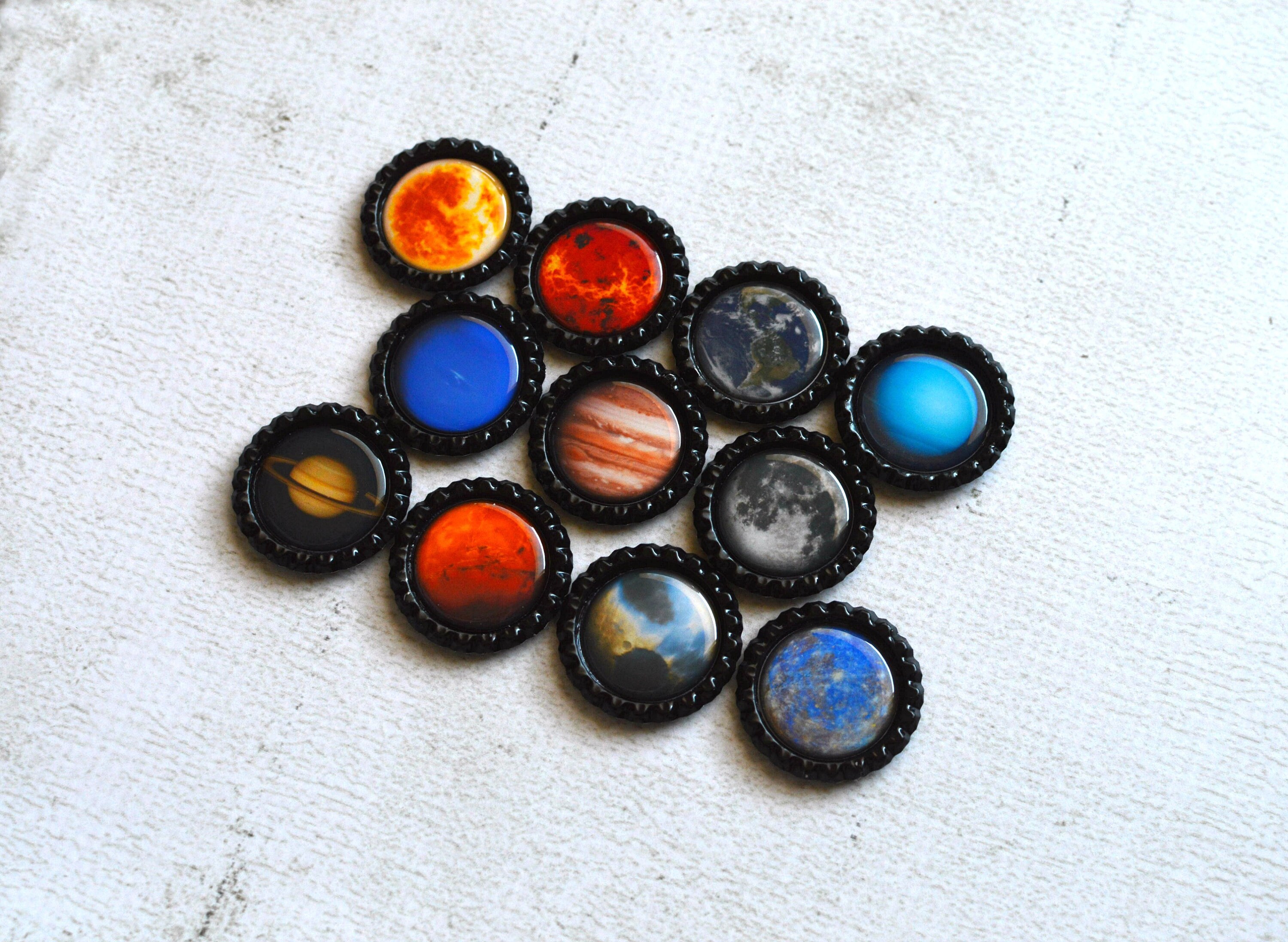 Planet Bottlecap Magnets Solar System Astronomy Cosmic | Etsy