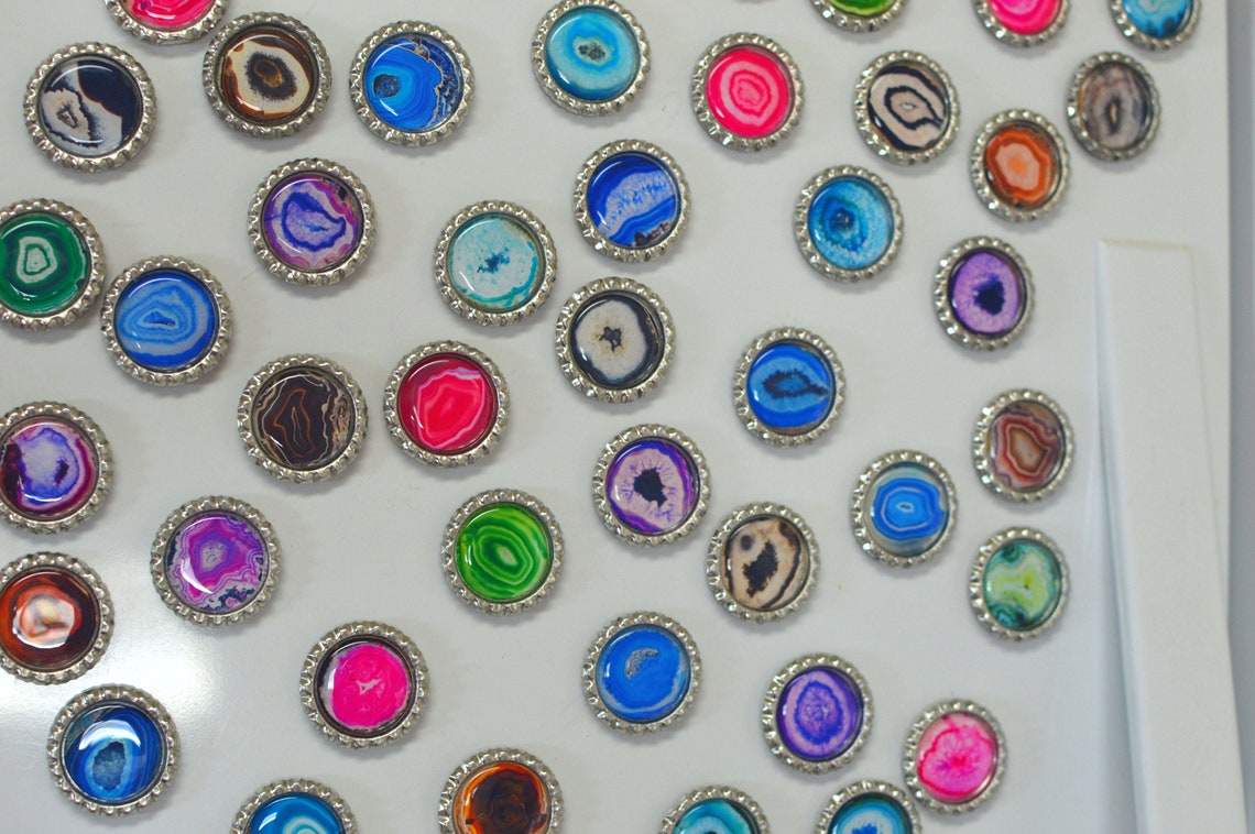 Agate Geode Rock Bottlecap Magnets You Choose Your Color | Etsy