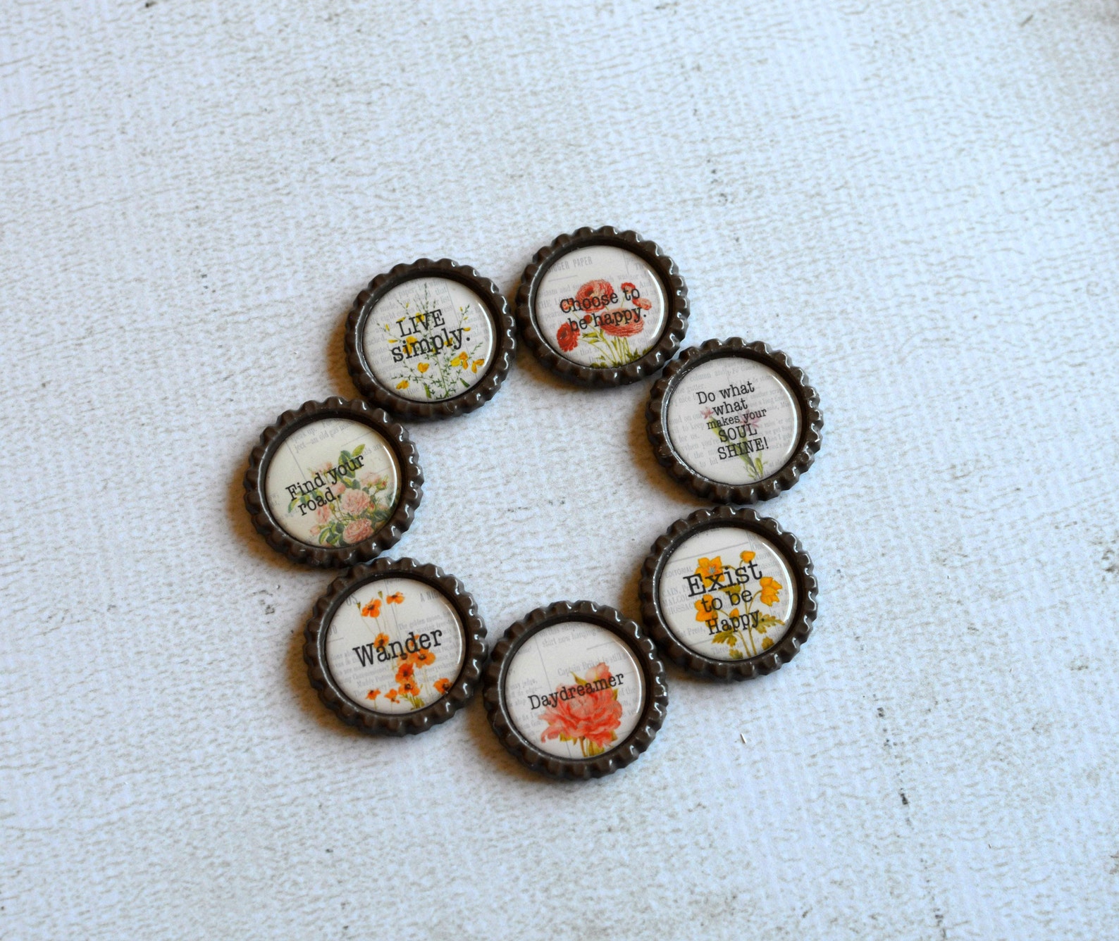 Boho Floral Magnets Inspirational Words Bottlecap Magnets - Etsy