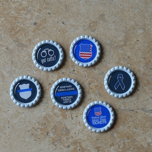 Police Support Magnets- Thin Blue Line- Bottlecap Magnets- Police ...