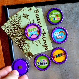 Best Friend Magnets- BFF Bottlecap Magnets- Kawaii Friendship Magnets ...