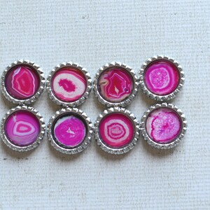 Pink Agate, Geode Rock Bottlecap Magnets- Agate, Geode Decor- Geology ...