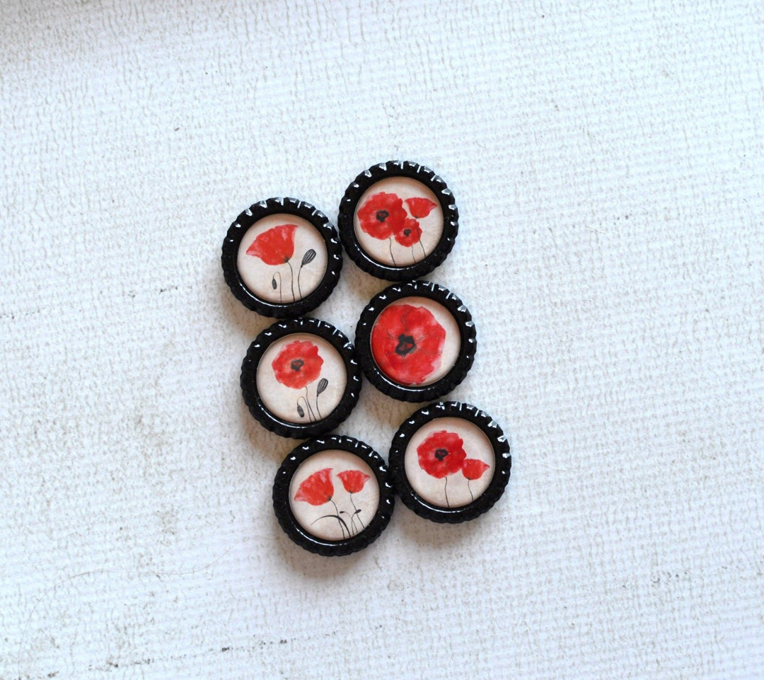 Poppy Bottlecap Magnets- You Choose Red or Teal Poppy Magnets- Poppy ...