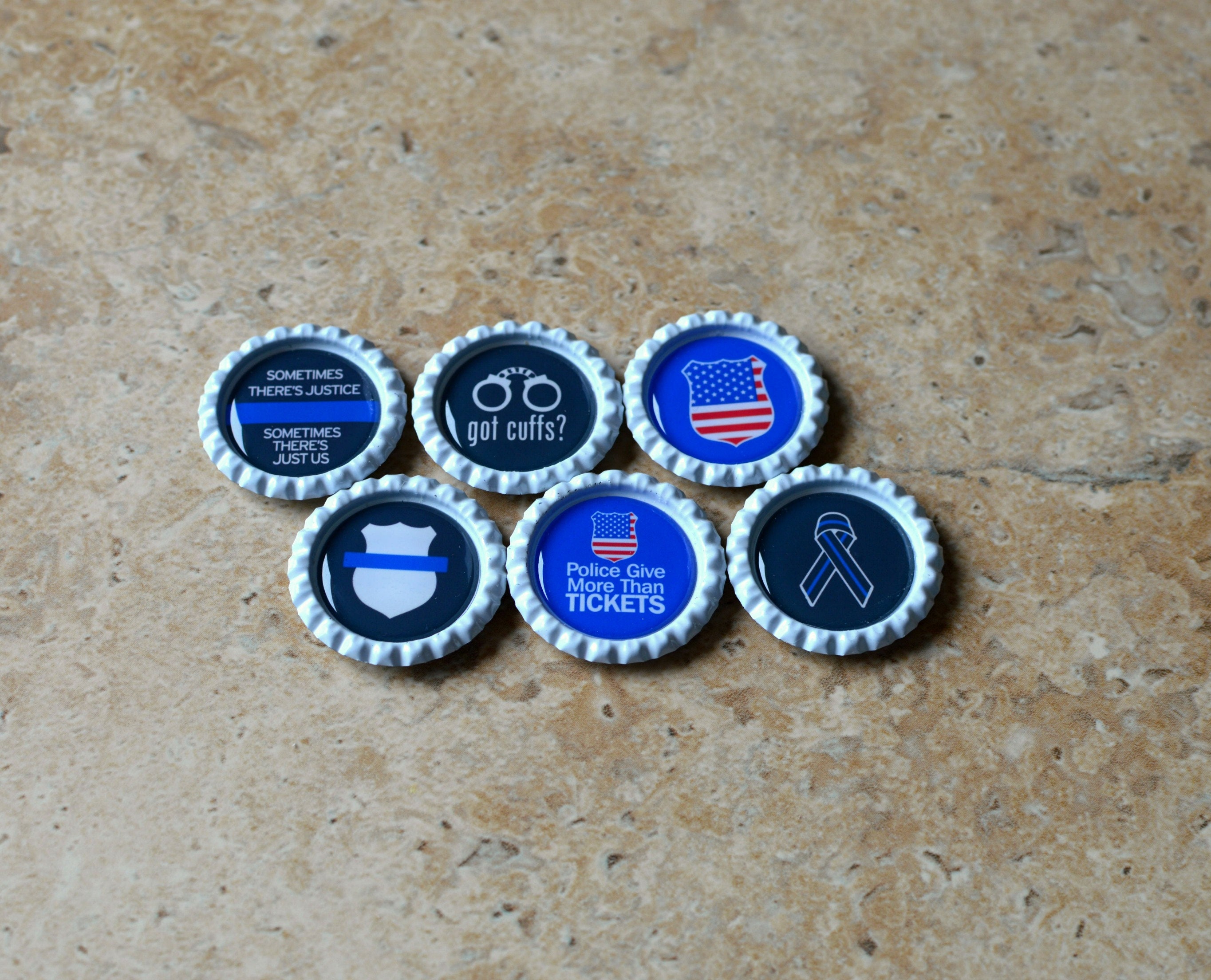 Police Support Magnets Thin Blue Line Bottlecap Magnets | Etsy