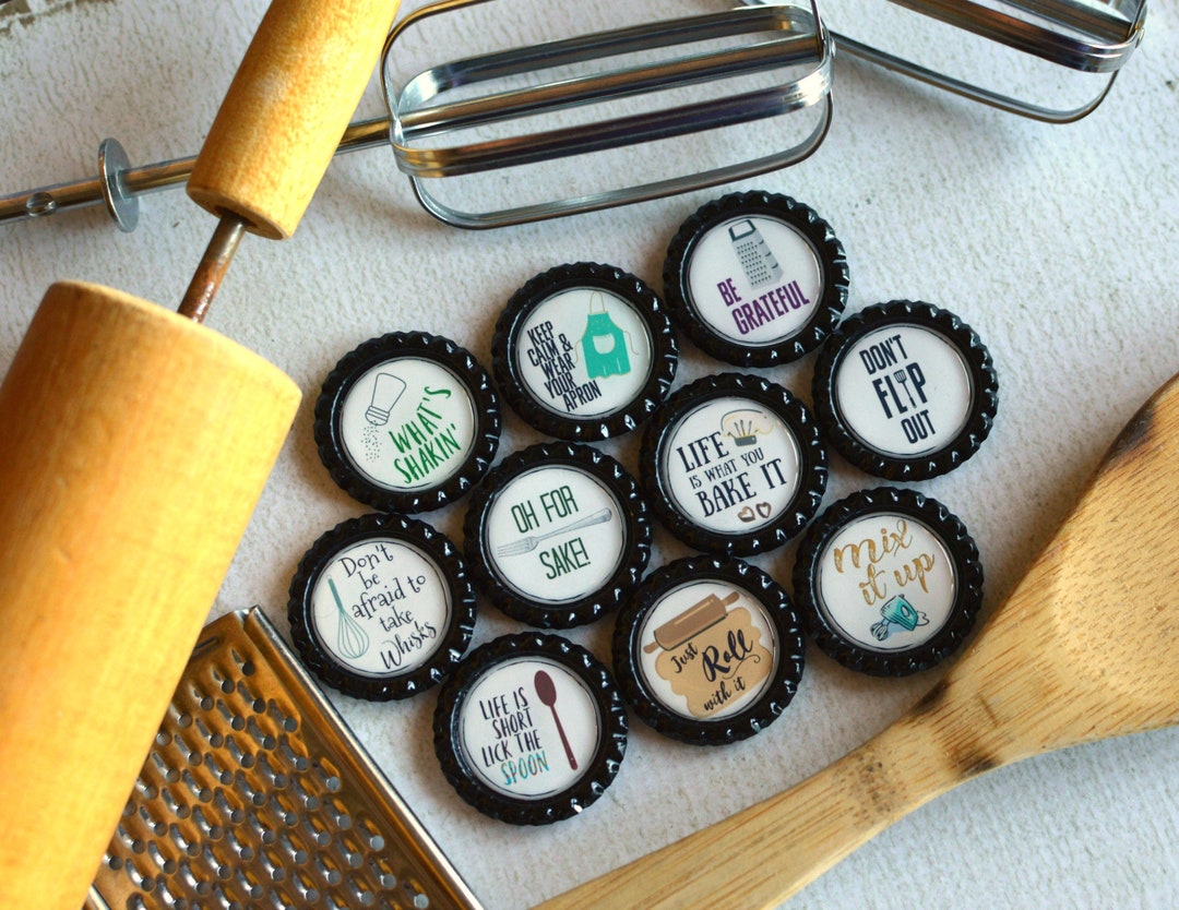 Kitchen Puns Bottlecap Magnets- Foodie, Home Cook, Home Baker Gift ...