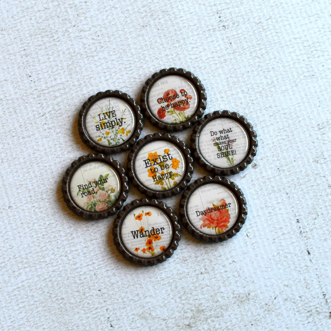 Boho Floral Magnets- Inspirational Words Bottlecap Magnets- Boho ...