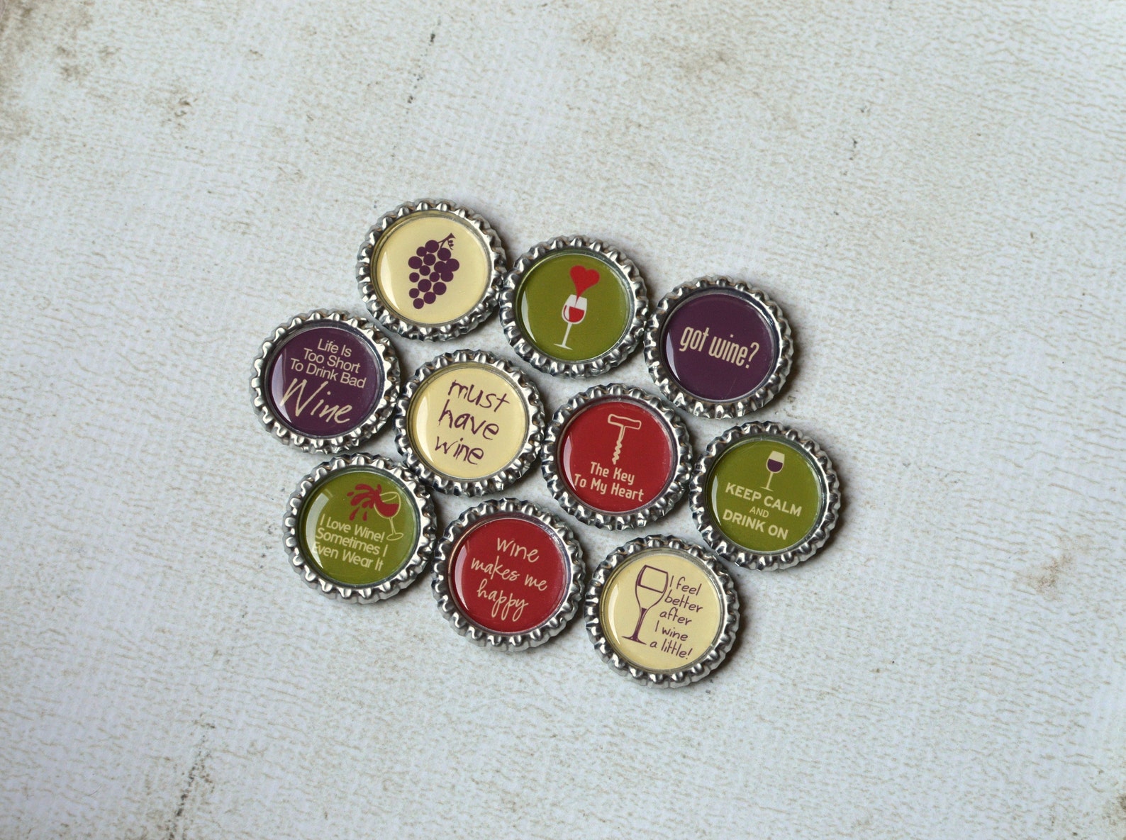 Wine Bottlecap Magnets- Kitchen Magnets- Funny Wine Gift- Wine Decor ...