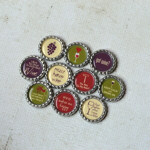 Wine Bottlecap Magnets- Kitchen Magnets- Funny Wine Gift- Wine Decor ...