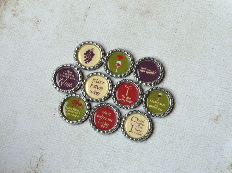 Wine Bottlecap Magnets- Kitchen Magnets- Funny Wine Gift- Wine Decor ...