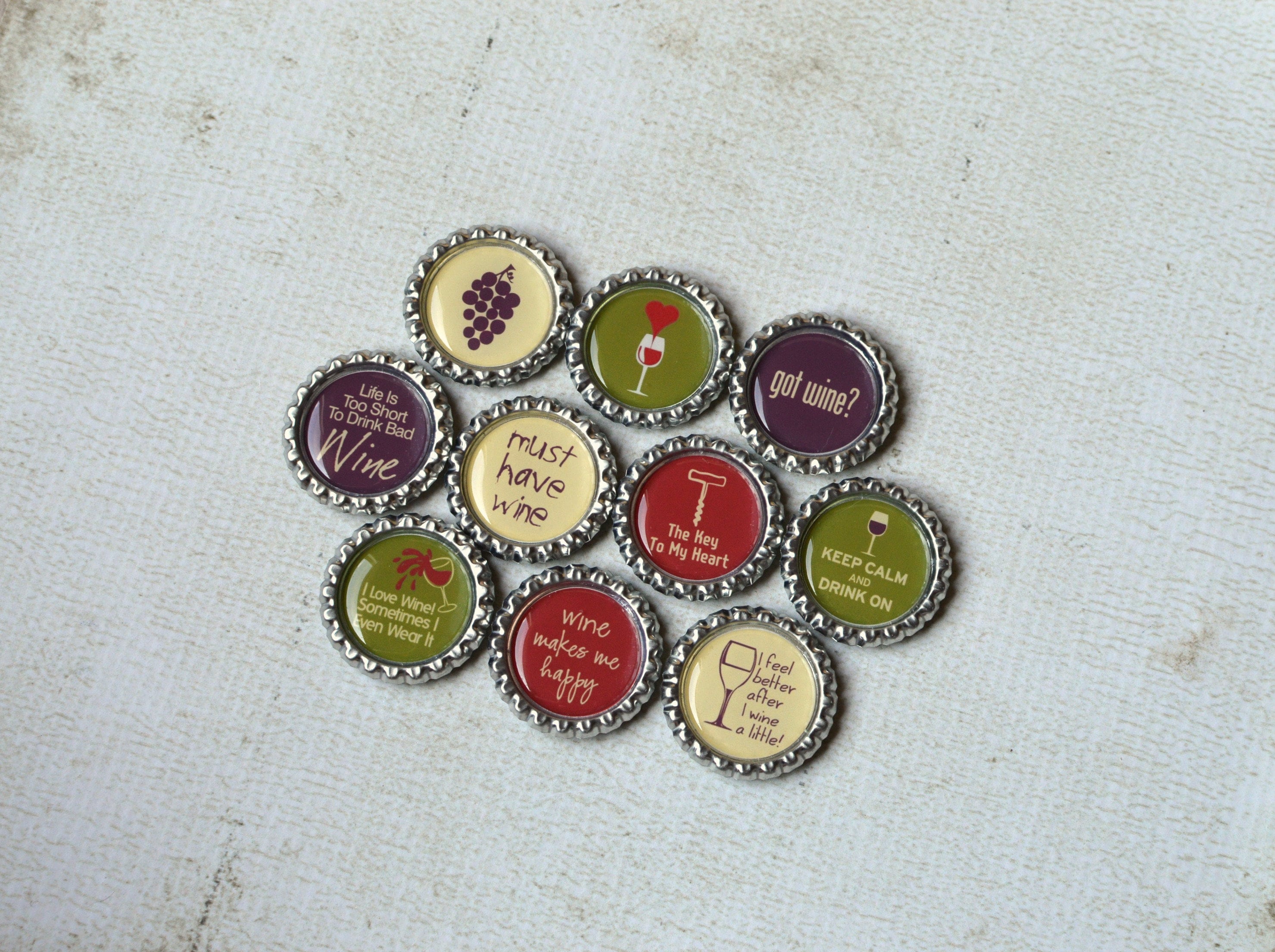 Wine Bottlecap Magnets- Kitchen Magnets- Funny Wine Gift- Wine Decor ...