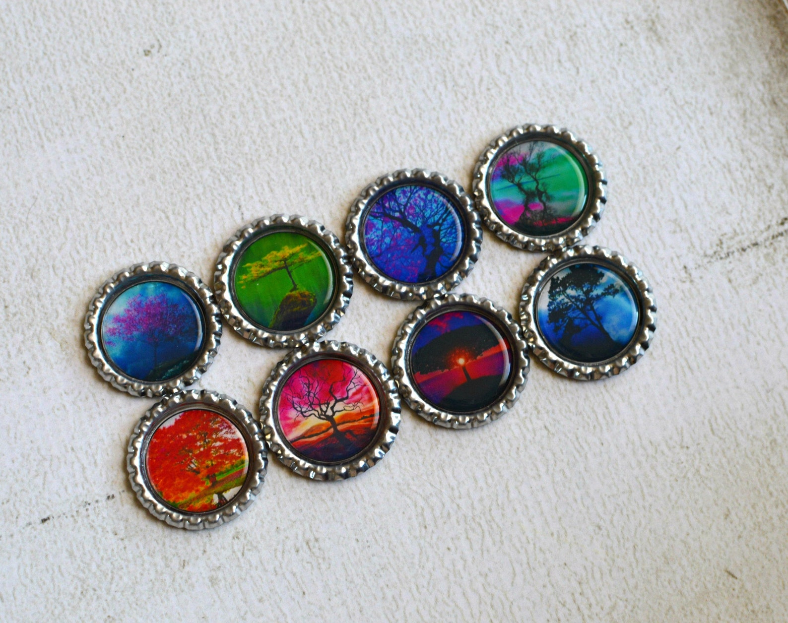 Tree Magnets Colorful Tree Decor Kitchen Magnets 8 Tree - Etsy