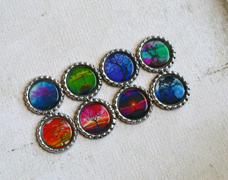 Tree Magnets Colorful Tree Decor Kitchen Magnets 8 Tree - Etsy